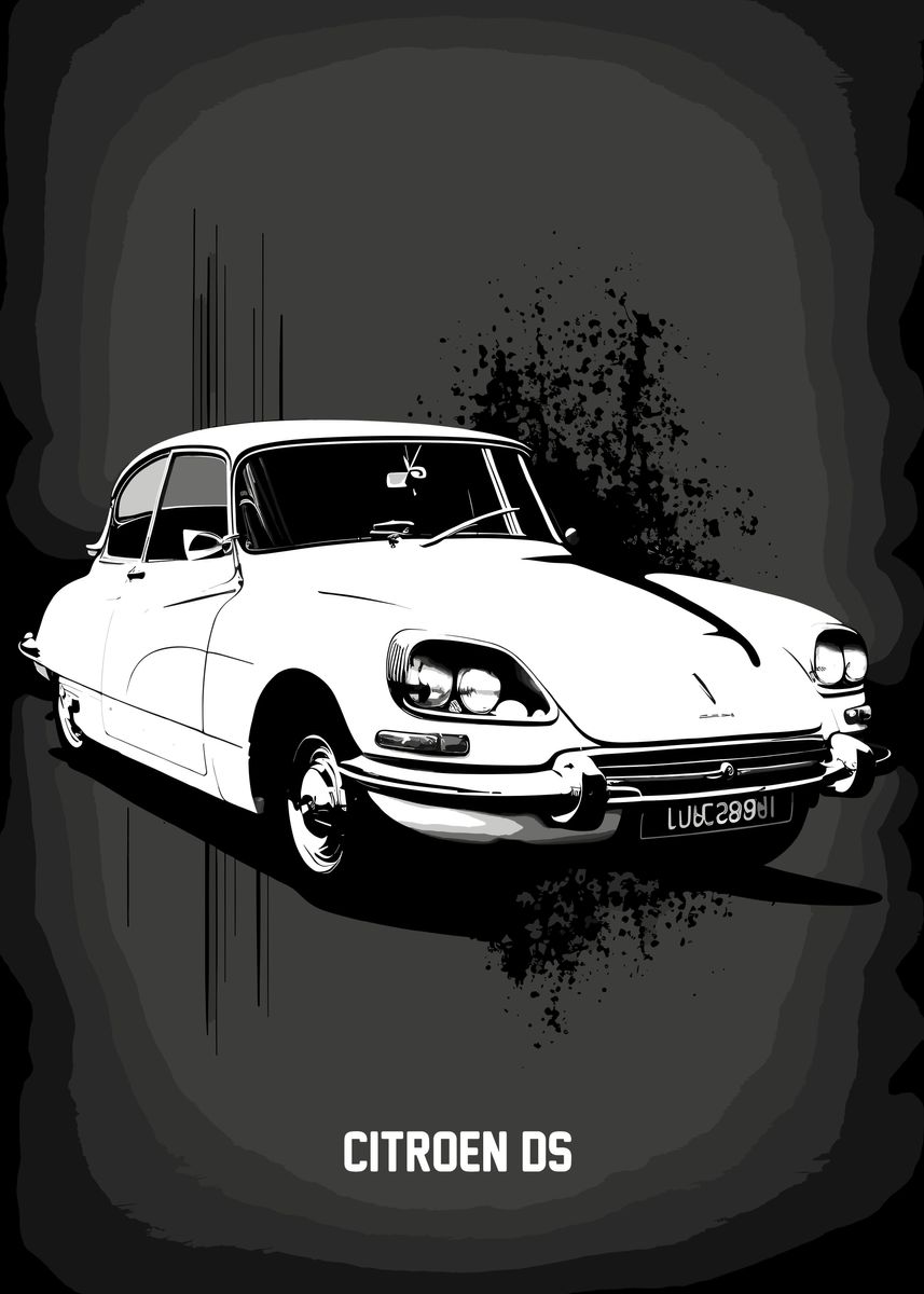 'Citroen DS Mythical Car' Poster, picture, metal print, paint by Maël ...