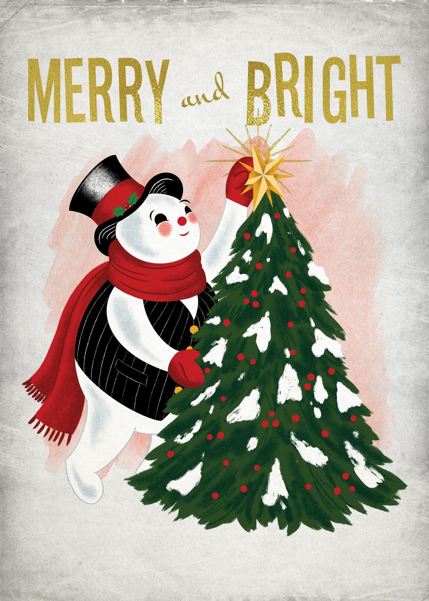 'Merry and Bright' Poster, picture, metal print, paint by American ...