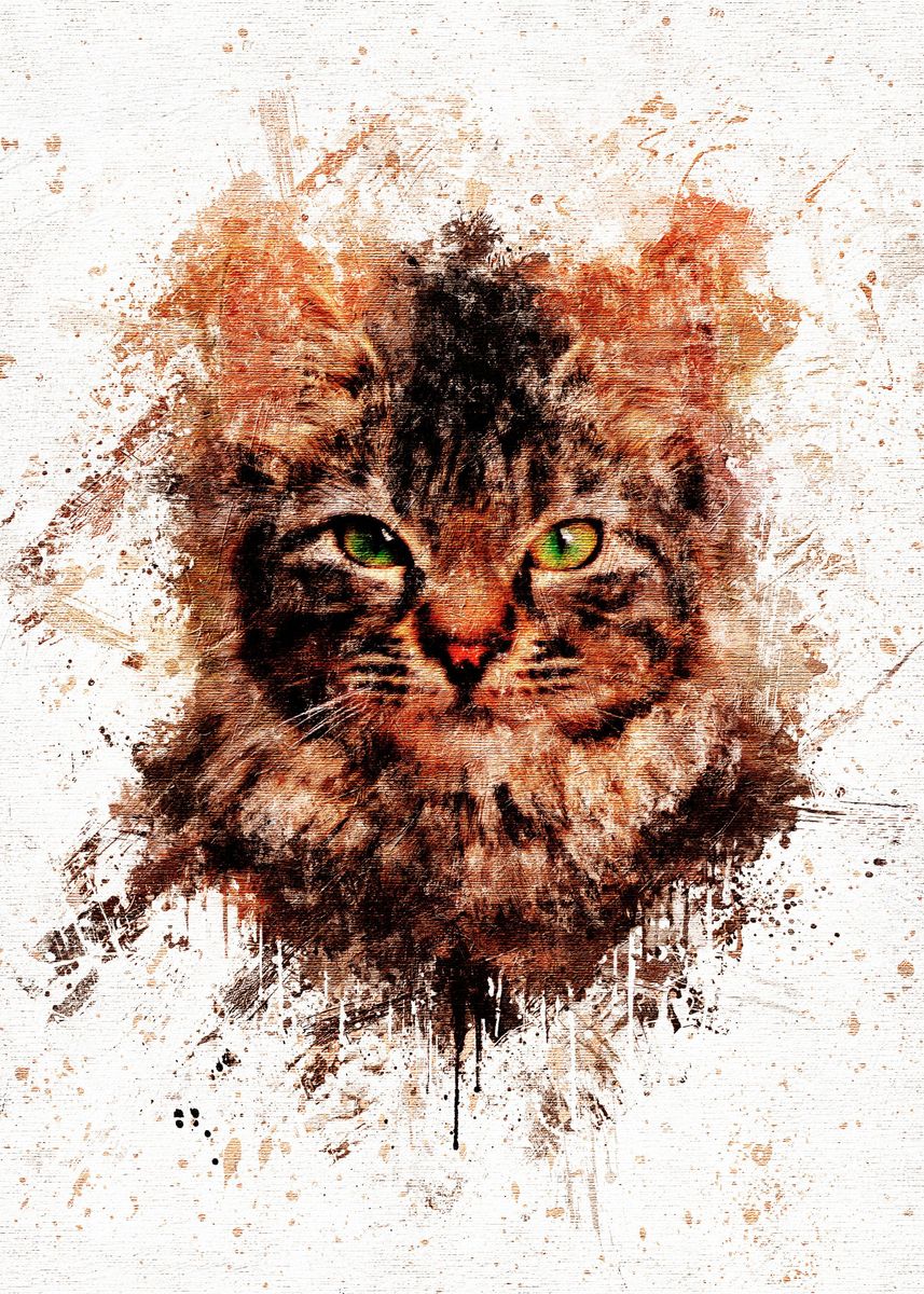 'Cat Painting' Poster, picture, metal print, paint by Ademba Boy | Displate