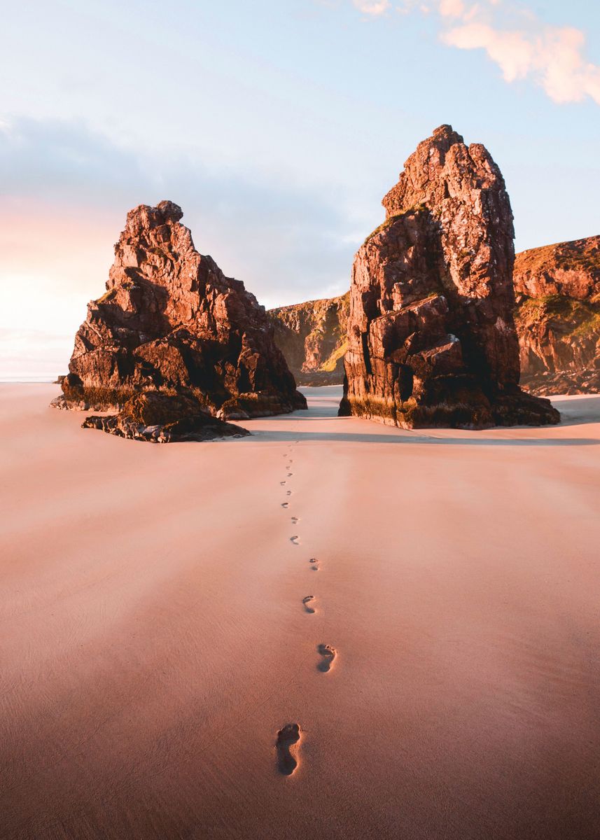 'Footsteps on the sand' Poster, picture, metal print, paint by Nguyen ...