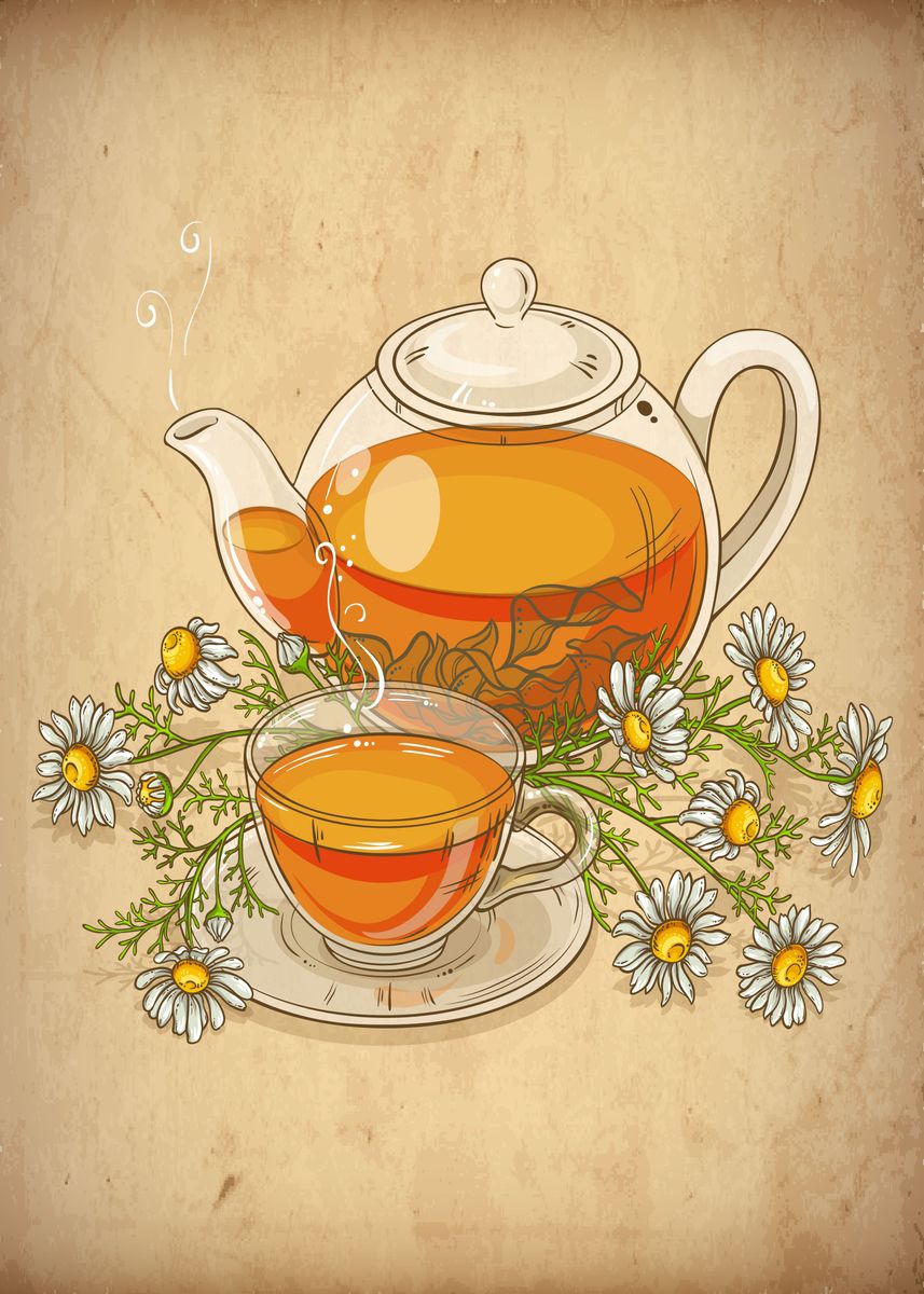 'Chamomile tea' Poster, picture, metal print, paint by biliacci | Displate