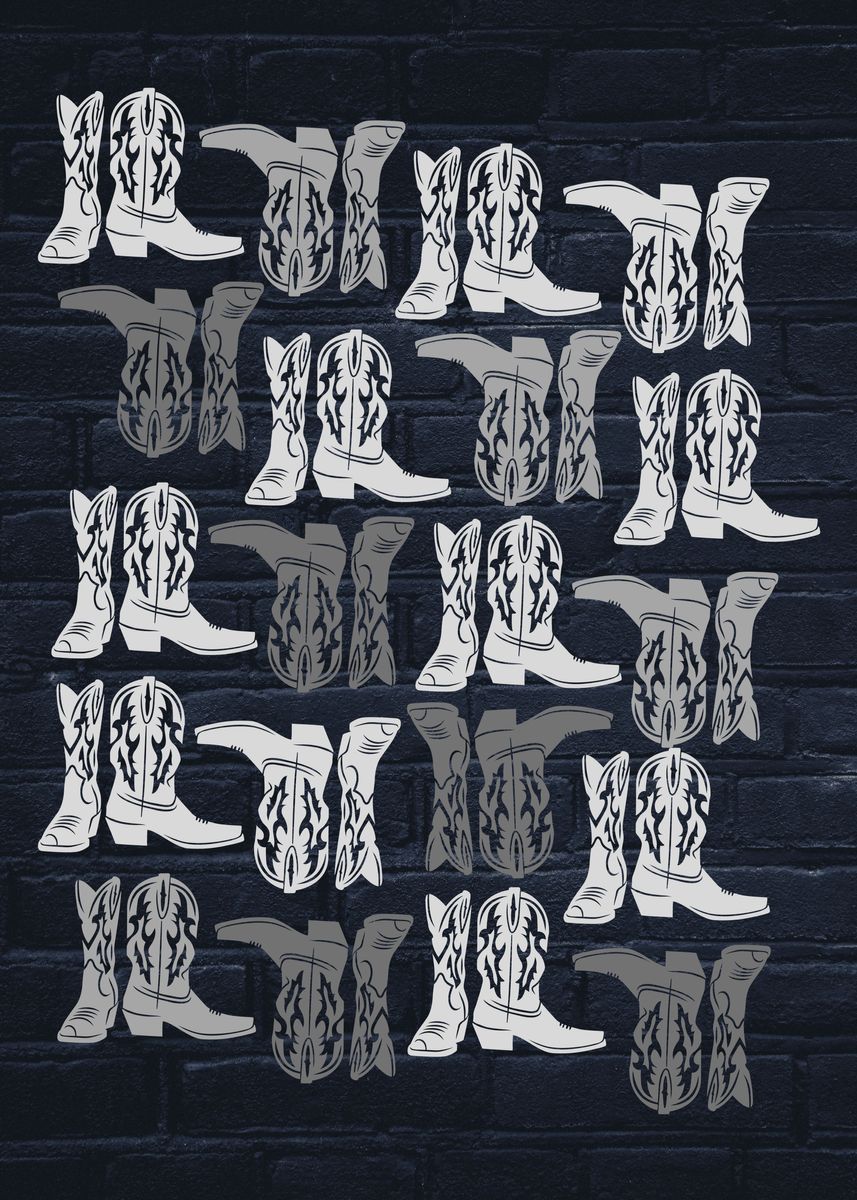 'Boho Cowboy Boots Pattern' Poster by Teewyld | Displate