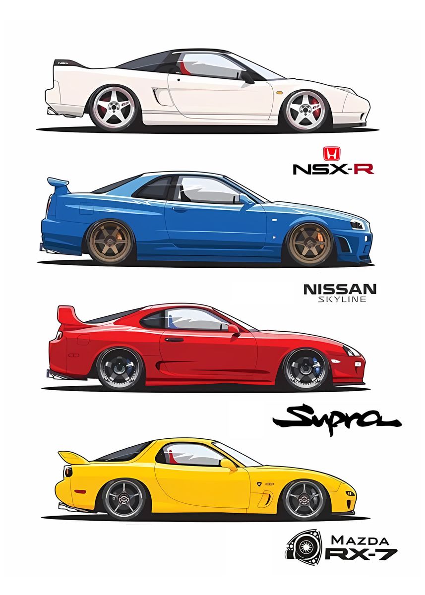 'Japanese Sport Cars JDM' Poster, picture, metal print, paint by ART ...