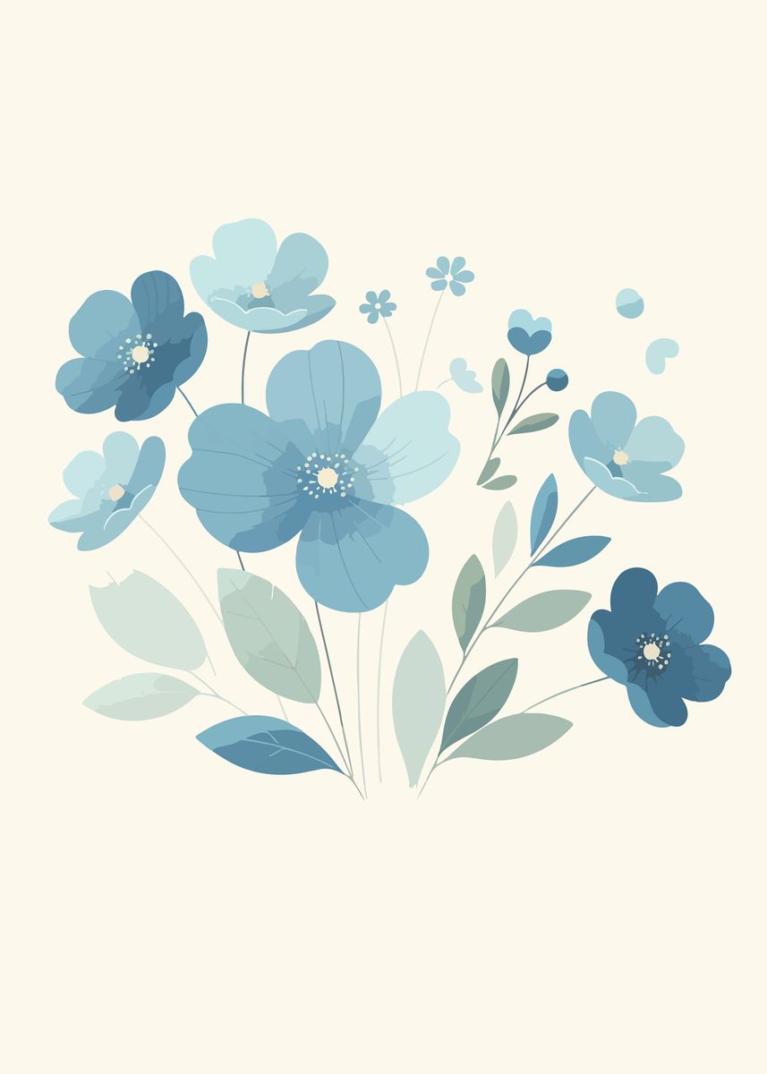 'Illustration Blue Flower' Poster, picture, metal print, paint by ...