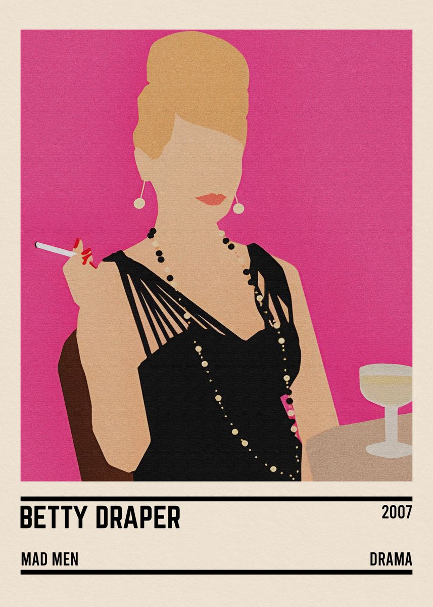 'Betty Draper Mad Men ' Poster, picture, metal print, paint by Louise ...