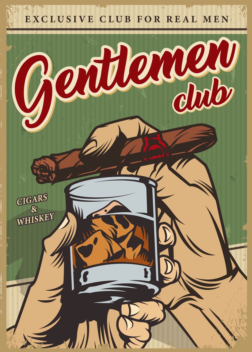 'Gentleman CLub' Poster, picture, metal print, paint by Selja Cute ...