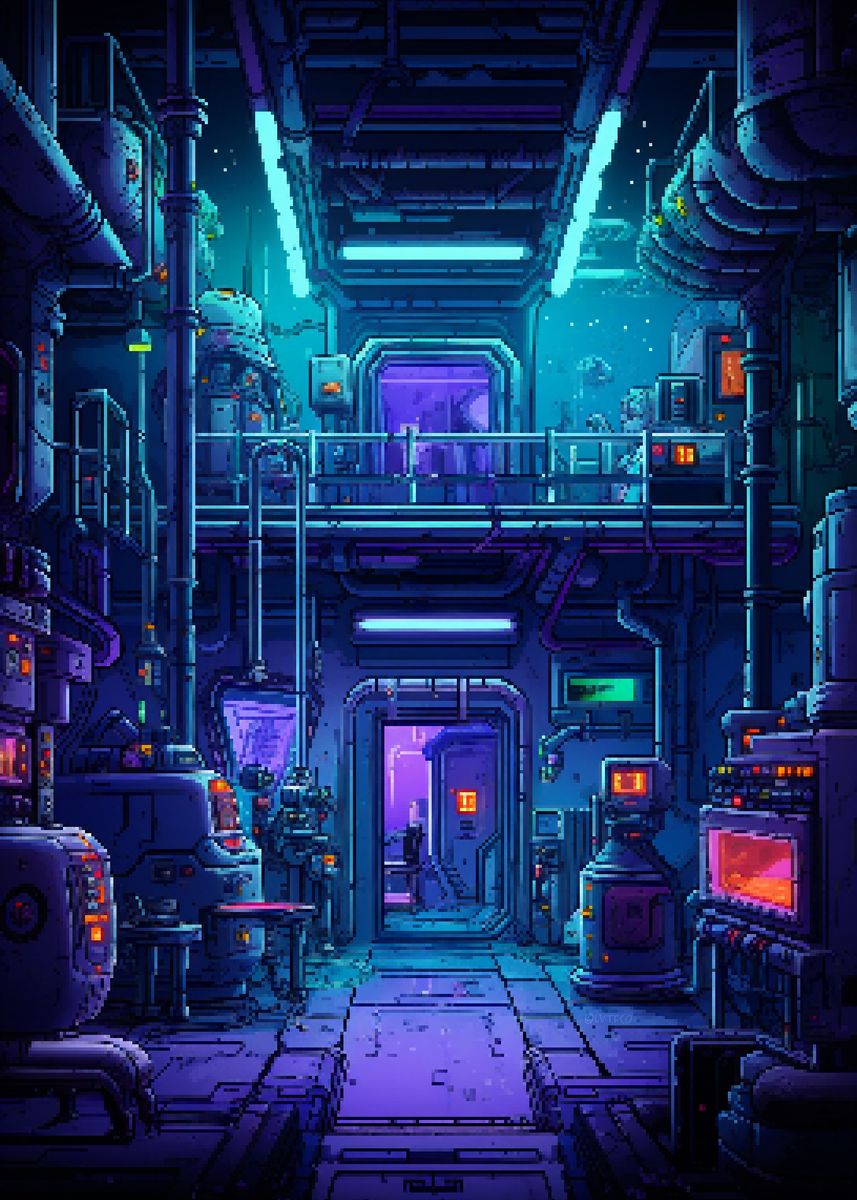 'Cyber Station Pixel Art' Poster, picture, metal print, paint by LVTFCO ...