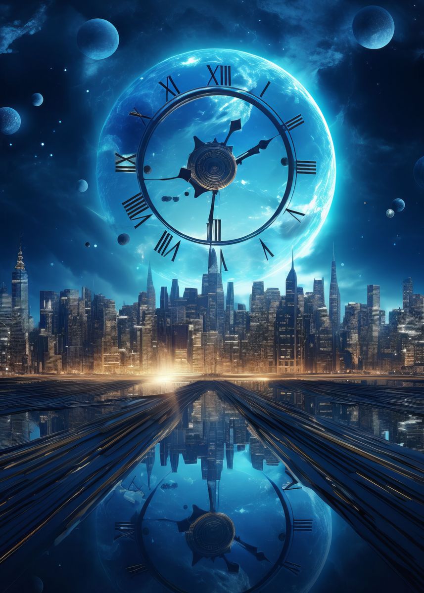 'Fantasy clock' Poster, picture, metal print, paint by Graphics GC ...