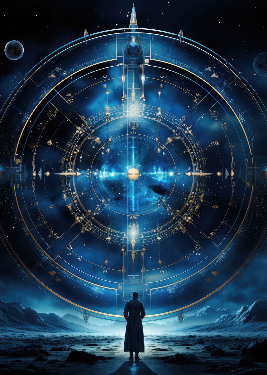 'Blue time machine wheel' Poster, picture, metal print, paint by Steven ...