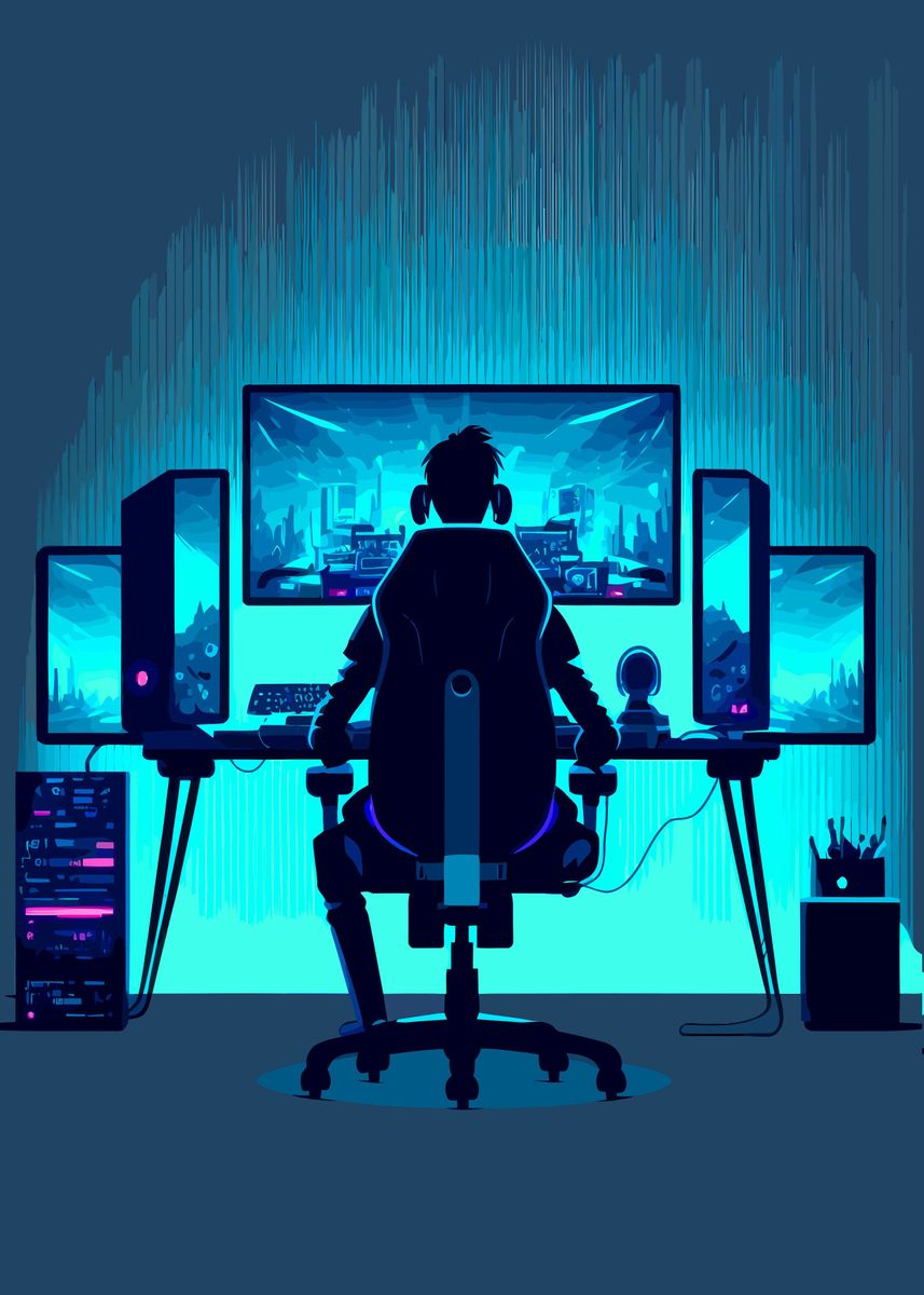 'Gaming Room Gamer Game' Poster, picture, metal print, paint by Animal ...