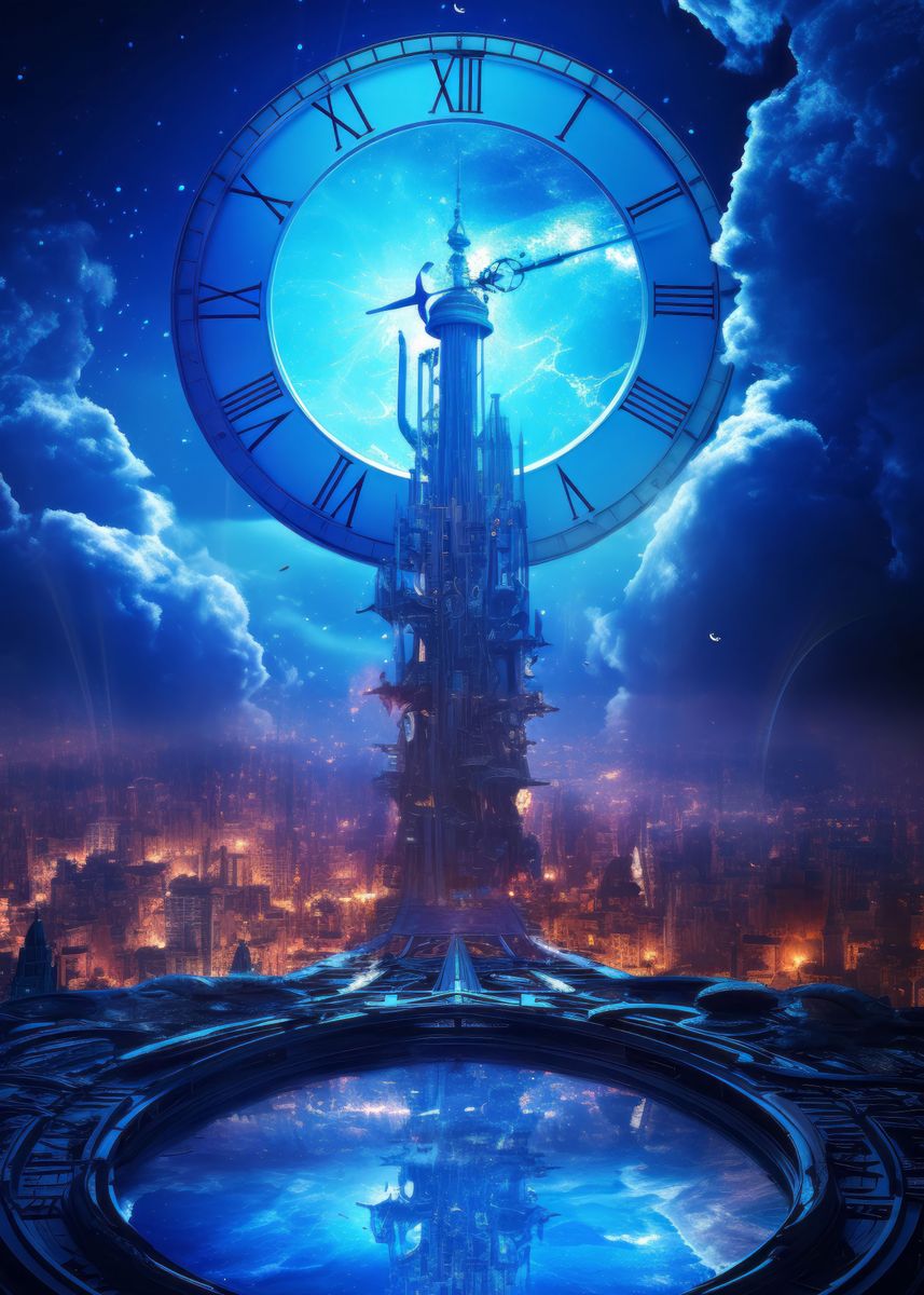'Fantasy clock' Poster, picture, metal print, paint by Graphics GC ...