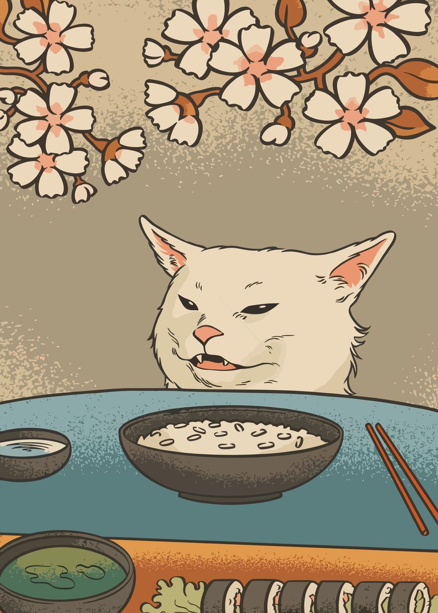 'Woman yelling at Cat' Poster, picture, metal print, paint by Japan ...