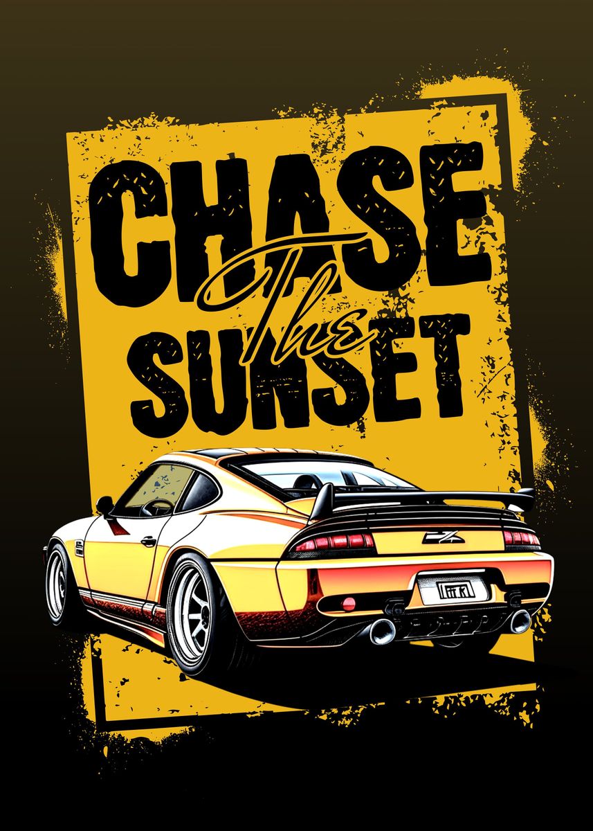 'CHASE THE SUNSET' Poster, picture, metal print, paint by animals game gaming | Displate