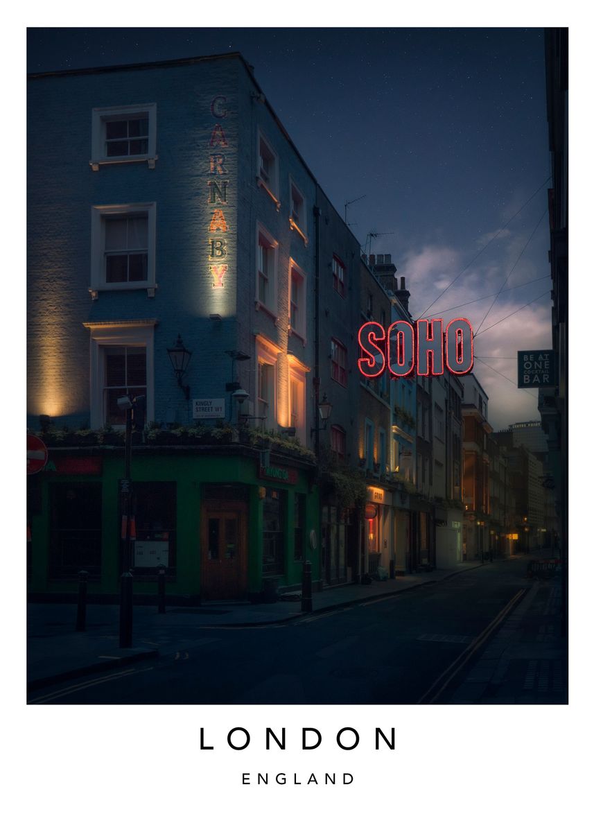 'Soho in London' Poster, picture, metal print, paint by Lou Imagin ...