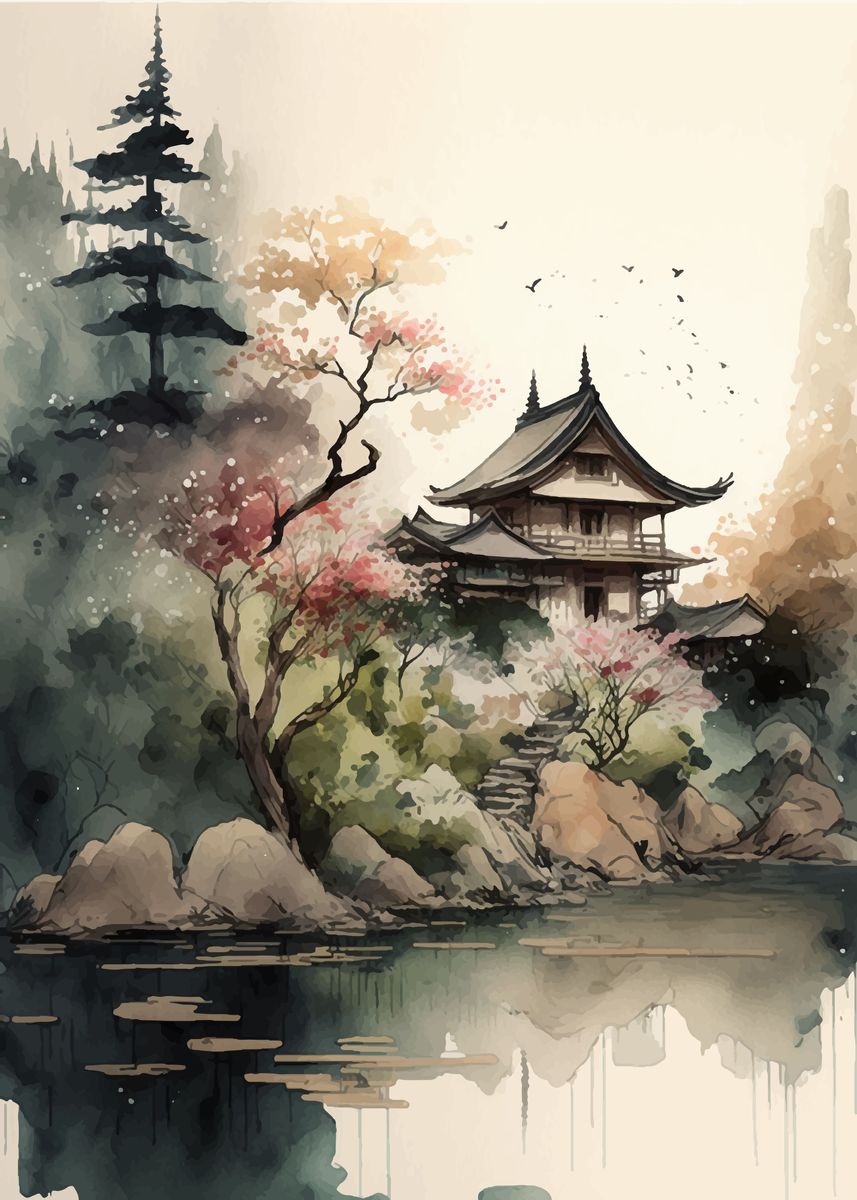 'japan castle ' Poster, picture, metal print, paint by Amateras Design ...