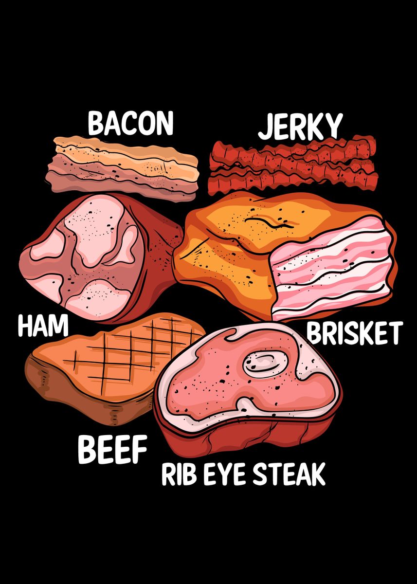 'Meat Lover Men Barbecue' Poster, picture, metal print, paint by ...