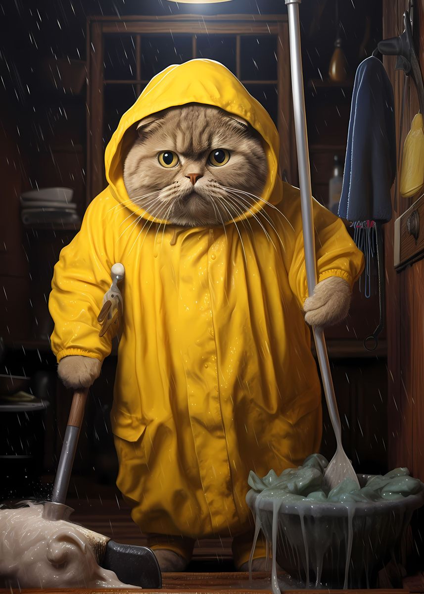 'Fat Cat Toilet Bathroom' Poster, picture, metal print, paint by ...