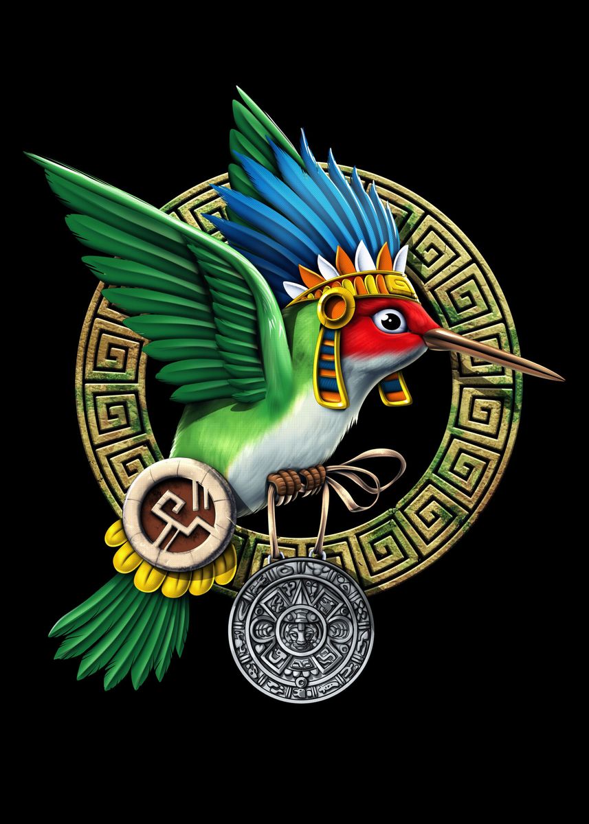 'Aztec Hummingbird' Poster, picture, metal print, paint by ...