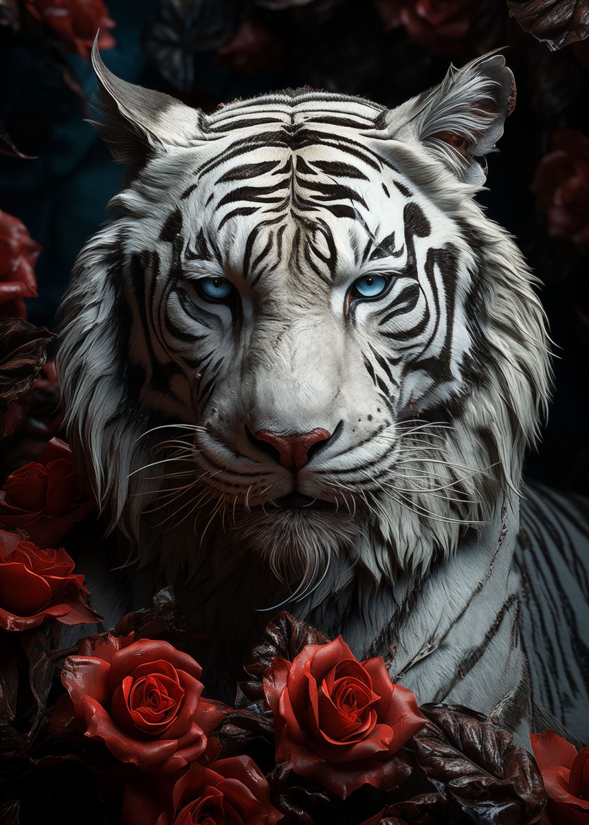 'white tiger' Poster, picture, metal print, paint by Adel S | Displate