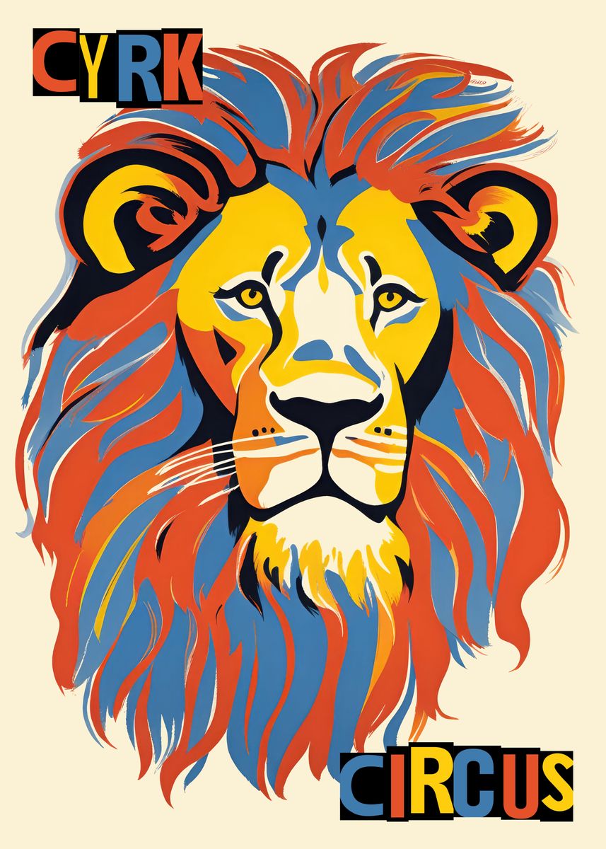 'Circus Lion Vintage Poster' Poster, picture, metal print, paint by ...