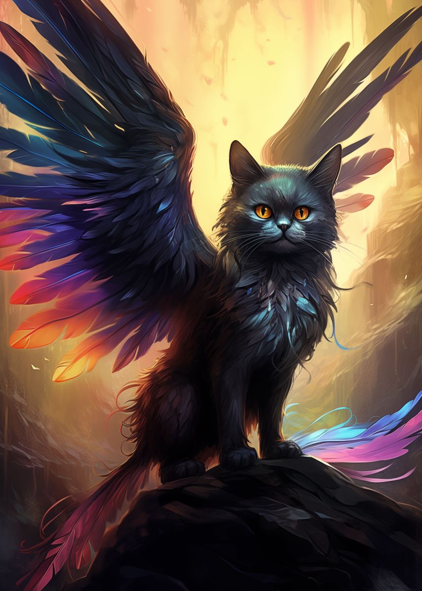 'Devil Cat Guardian' Poster, picture, metal print, paint by ...