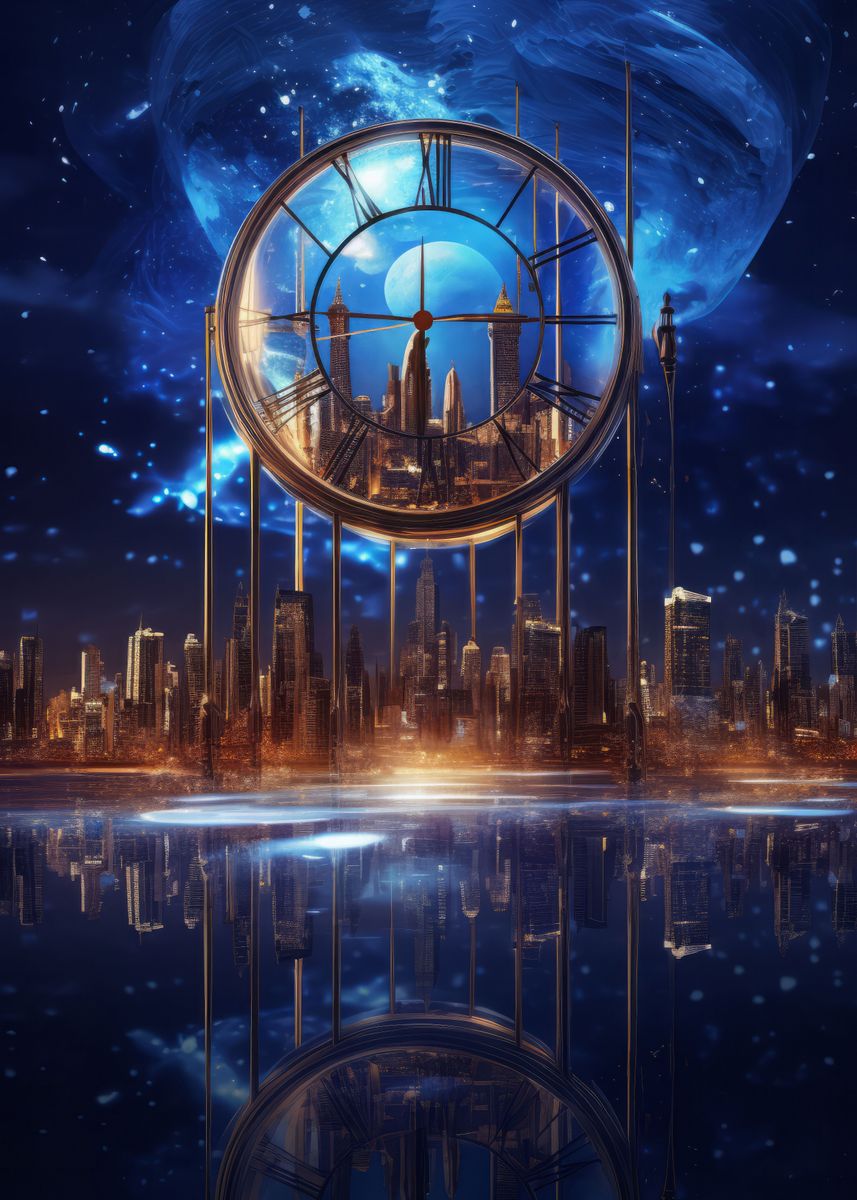 'Fantasy clock' Poster, picture, metal print, paint by Graphics GC ...