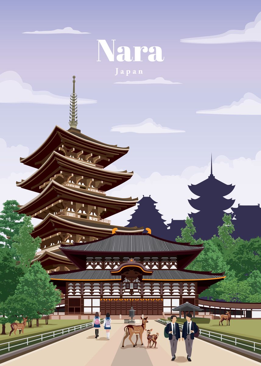 'Travel to Nara' Poster, picture, metal print, paint by Studio 324 ...