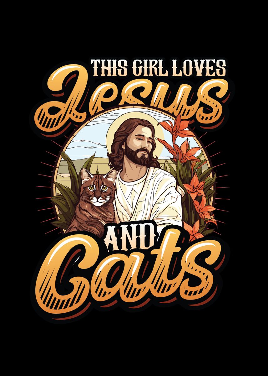 'Cats Jesus Christ Faith' Poster, picture, metal print, paint by Sascha ...