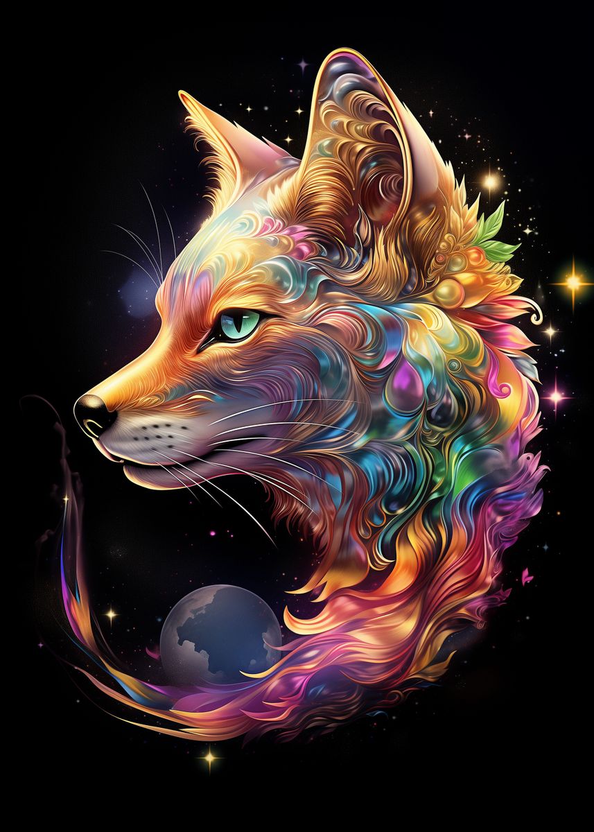 'Celestial Wolf' Poster, picture, metal print, paint by Nevaeh Watson ...