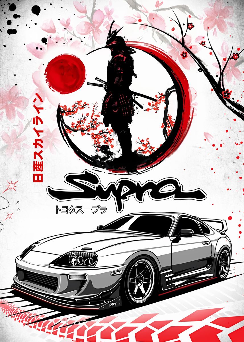 'Toyota Supra car' Poster, picture, metal print, paint by ALEX SHINDER ...