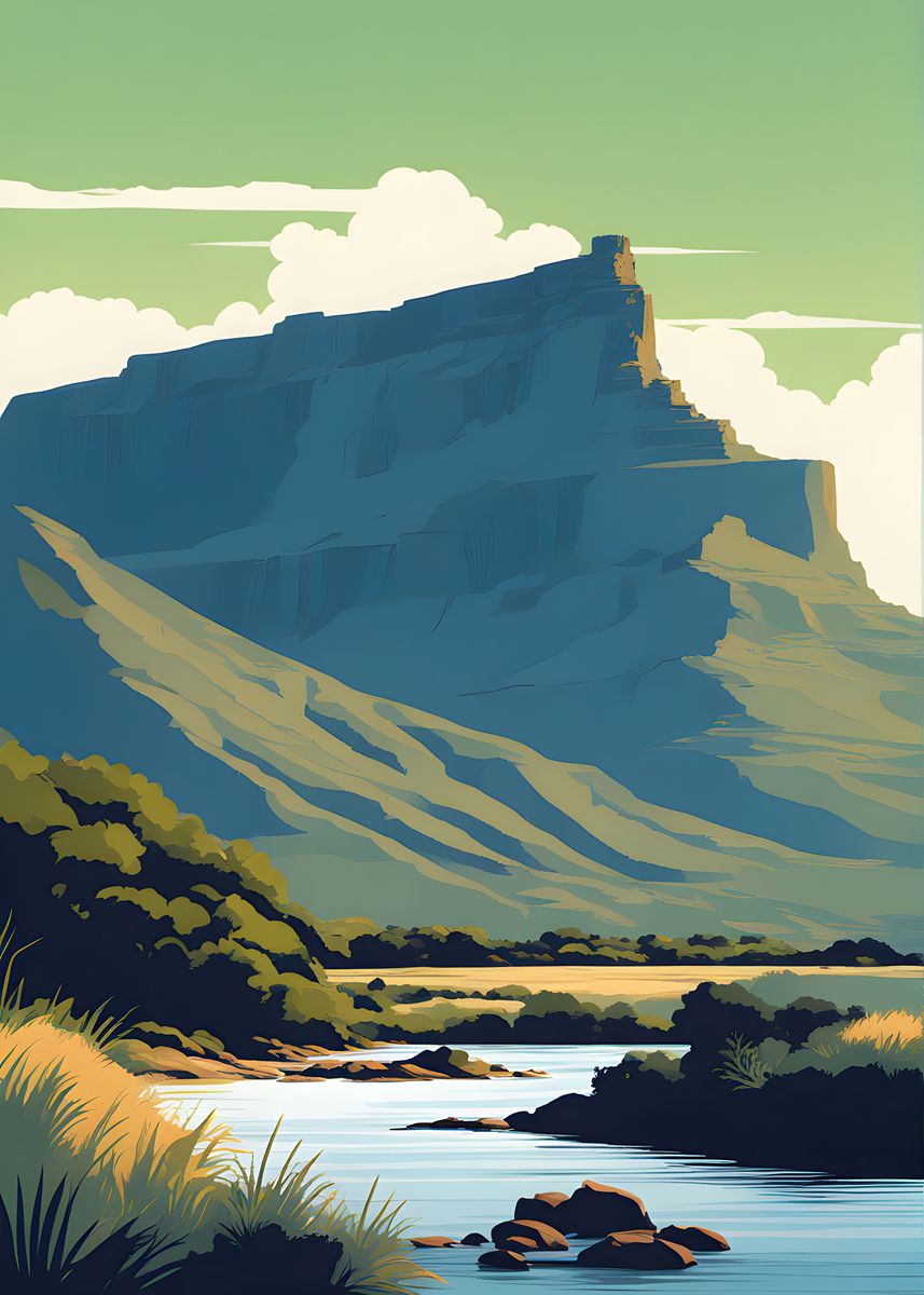 'Table Mountain' Poster, picture, metal print, paint by insideFairy ...