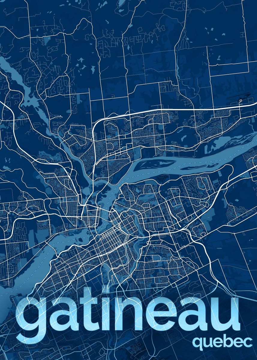 'Gatineau City Street Map' Poster, picture, metal print, paint by Scott ...