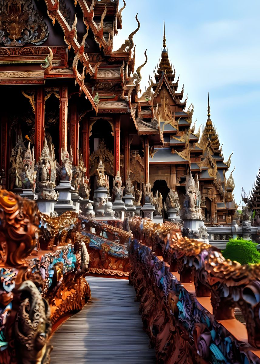 'Bangkok Thailand Temple' Poster, picture, metal print, paint by ...