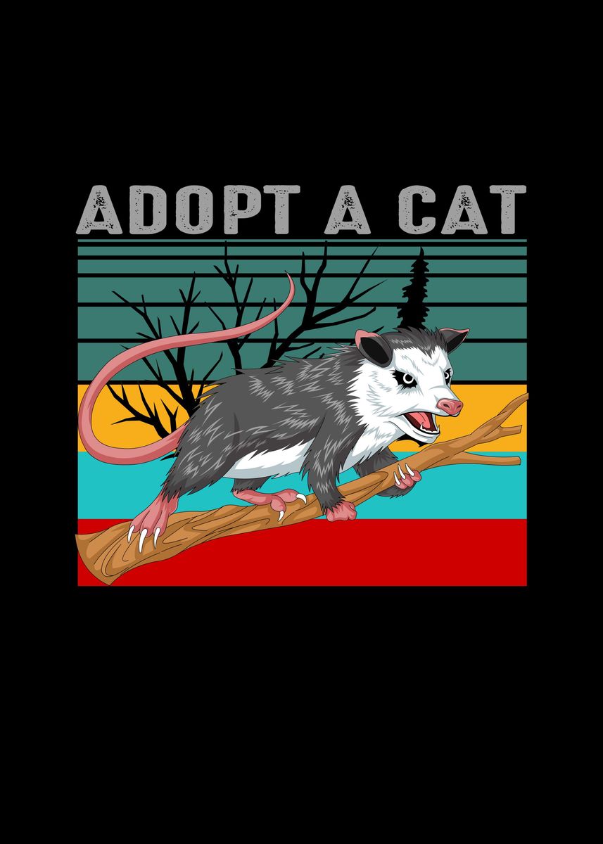 'adopt a cat opossum' Poster, picture, metal print, paint by Yacoub Al ...