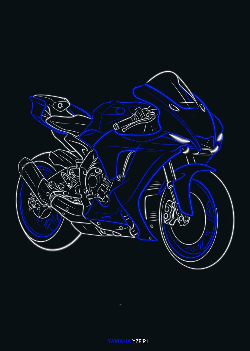 'YAMAHA YZF R1' Poster, picture, metal print, paint by pxlsm studio ...