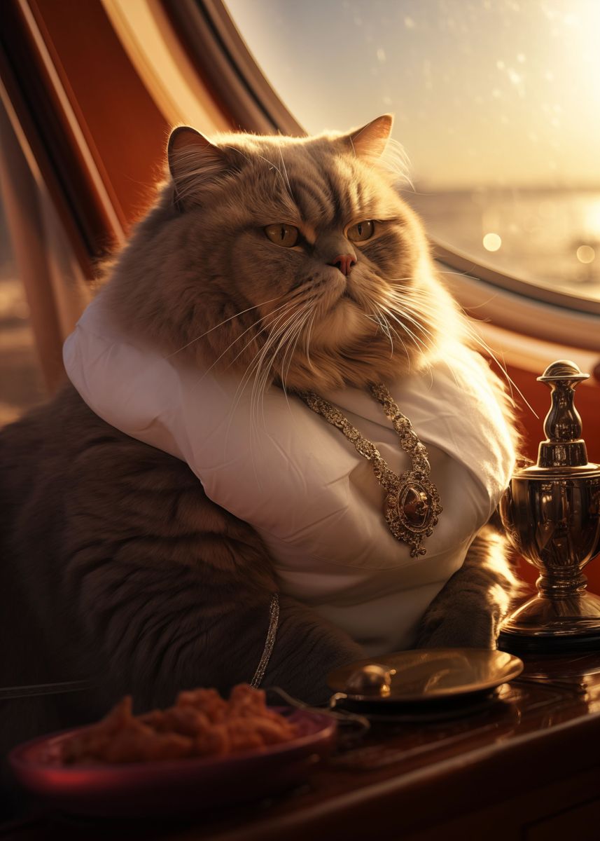 'Funny Cat Captain Yacht' Poster, picture, metal print, paint by ...