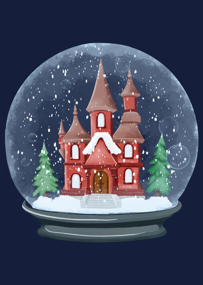 'Castle Snow Globe ' Poster, picture, metal print, paint by Art By Liz ...
