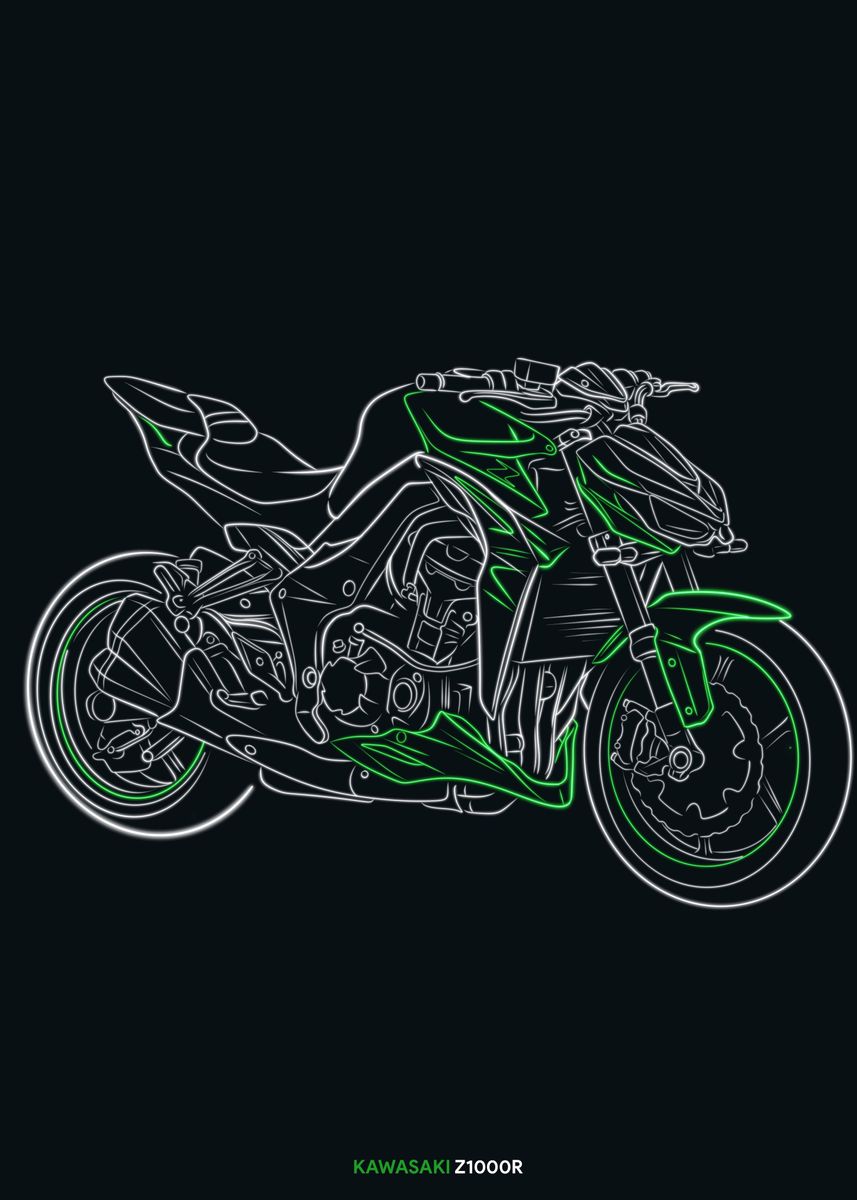 'KAWASAKI Z1000R' Poster, picture, metal print, paint by pxlsm studio ...