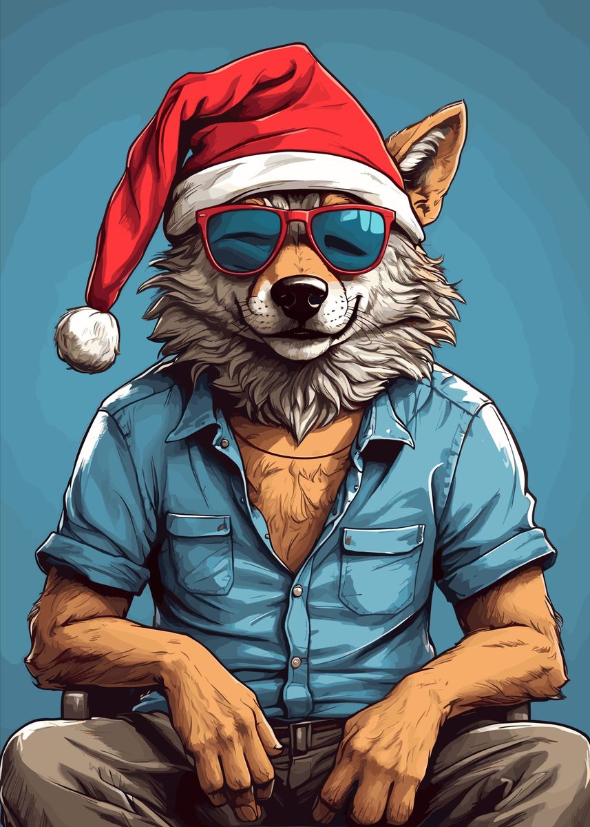 'Wolf Christmas' Poster, picture, metal print, paint by Vicky Hanggara ...