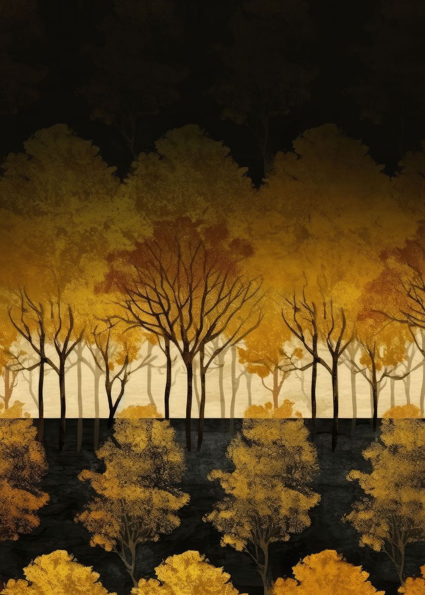 'NIGHT AUTUMN FOREST' Poster, picture, metal print, paint by Yantrart ...