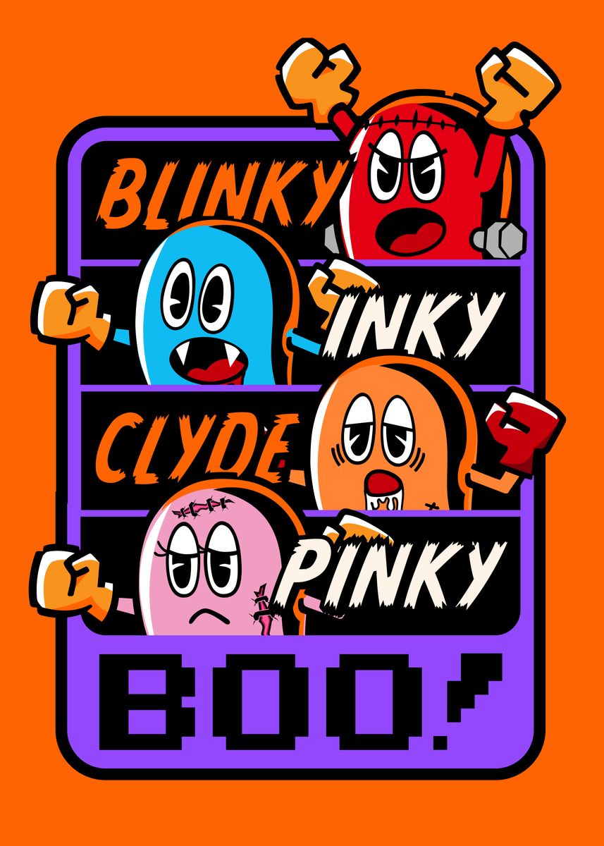 'Boo!' Poster, picture, metal print, paint by PAC-MAN | Displate