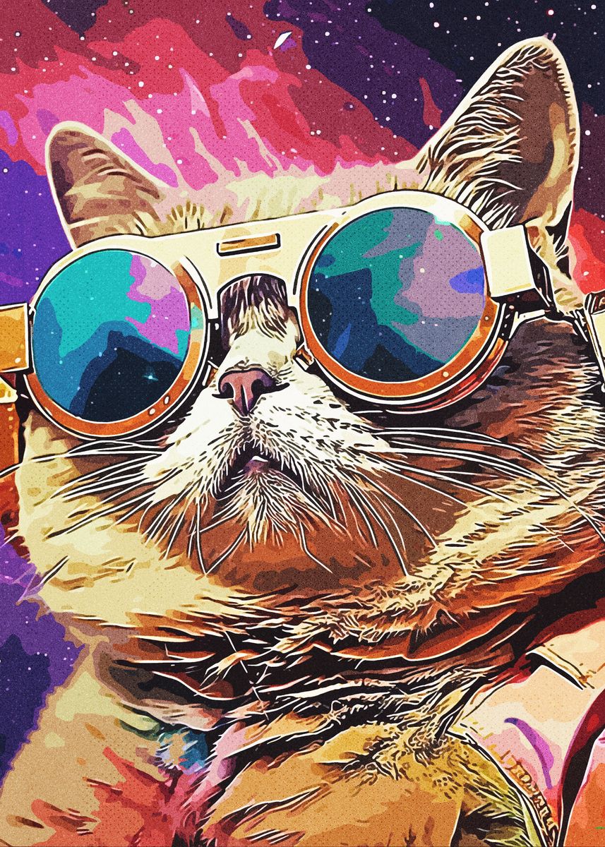 'Vintage Collage Cat' Poster, picture, metal print, paint by Fachrul ...