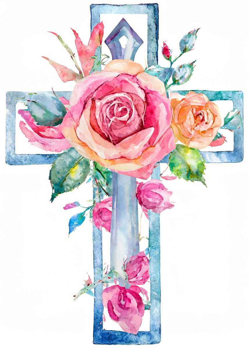 'Rose Cross vs2' Poster, picture, metal print, paint by Breann Sullivan ...