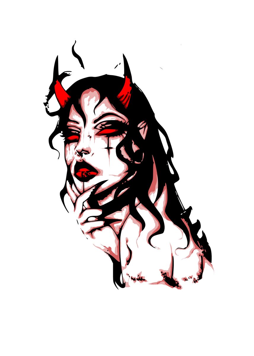 'red devil angel' Poster, picture, metal print, paint by Mshel Tyan ...