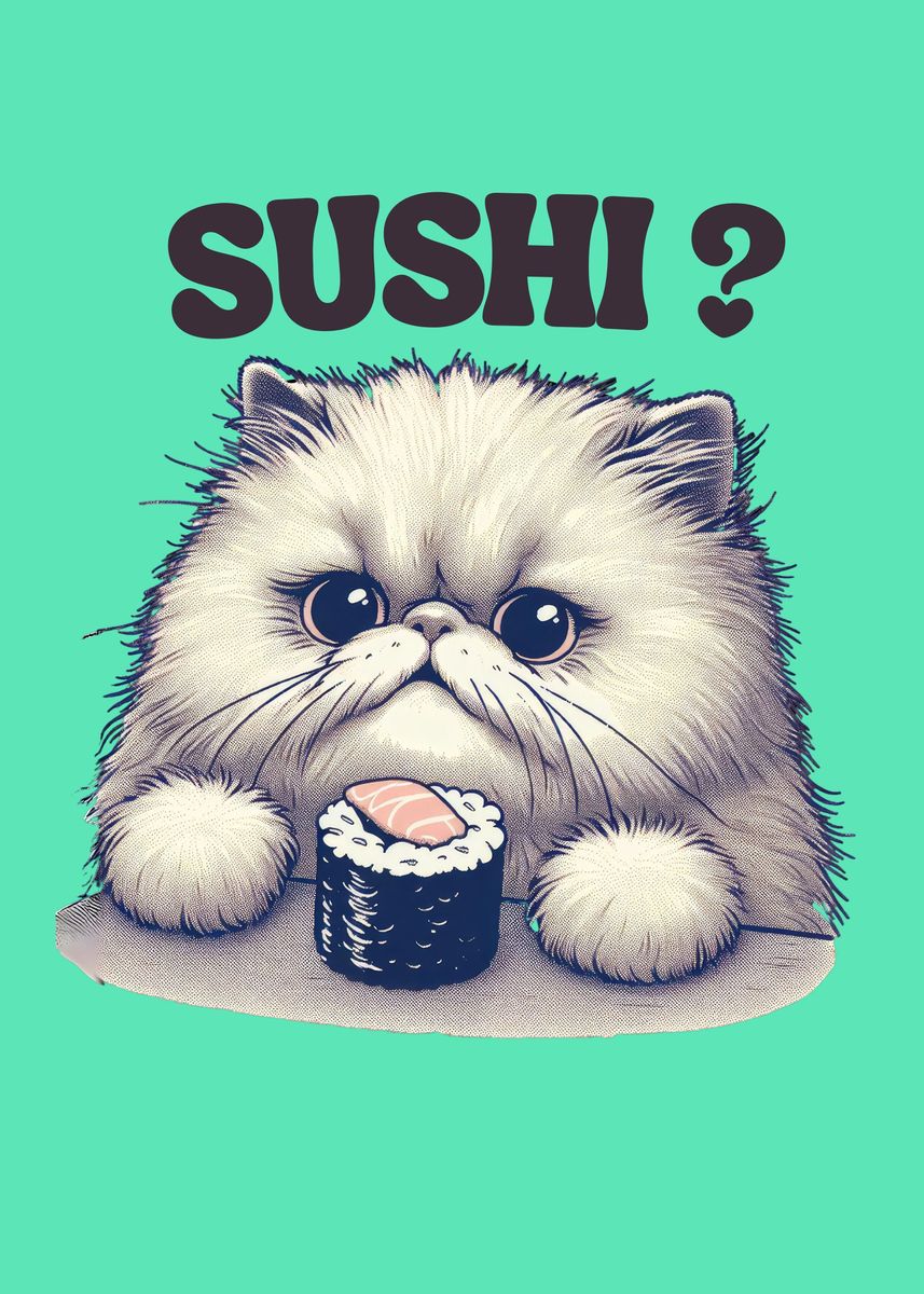 'Cute kawaii pet sushi lover' Poster by Ji wong | Displate