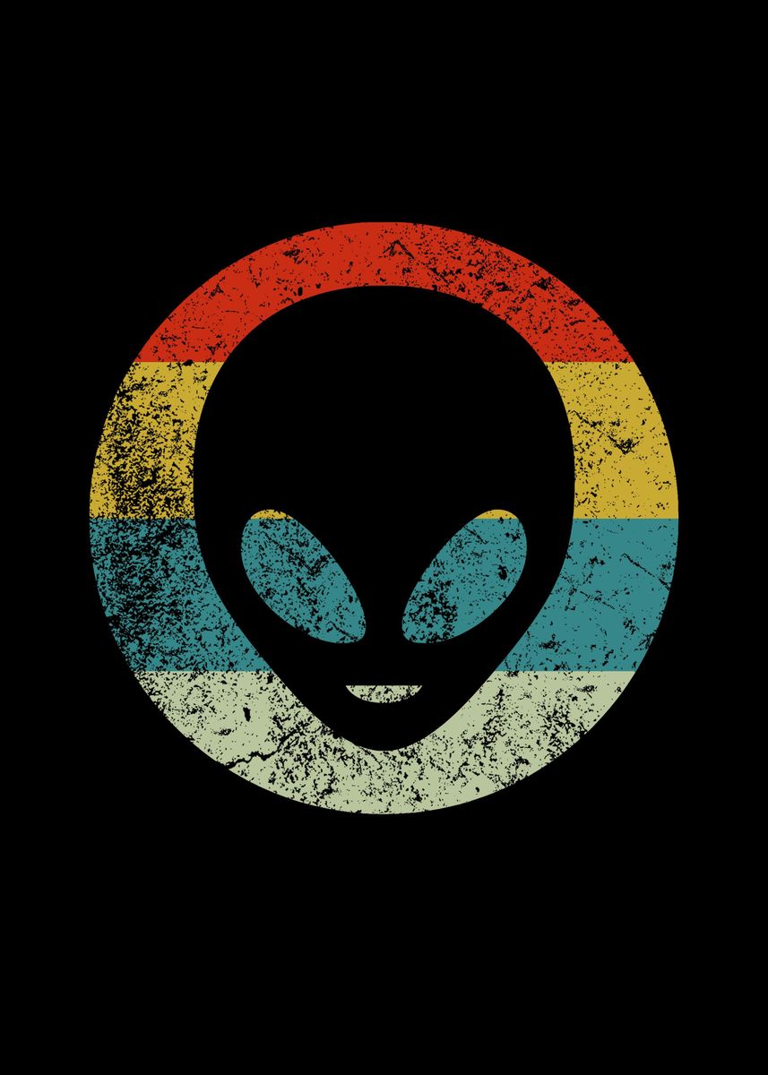 'vintage alien face ufo' Poster, picture, metal print, paint by Yacoub ...
