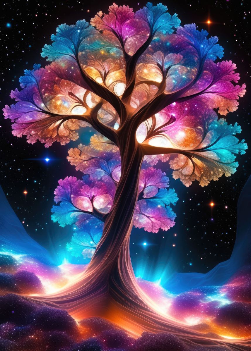 'Colorful Fractal Tree 04' Poster, picture, metal print, paint by ...