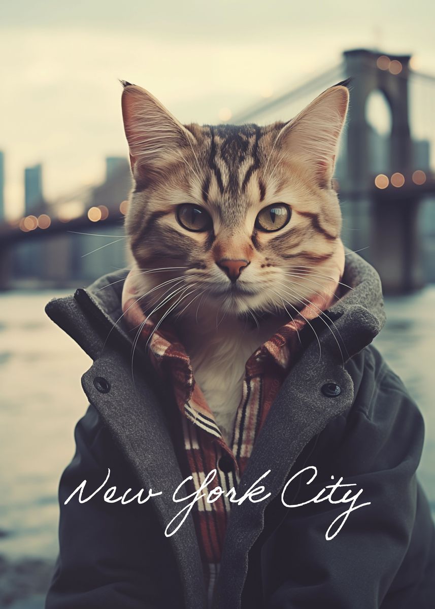 'Cat Brooklyn New York' Poster, picture, metal print, paint by LVTFCO ...