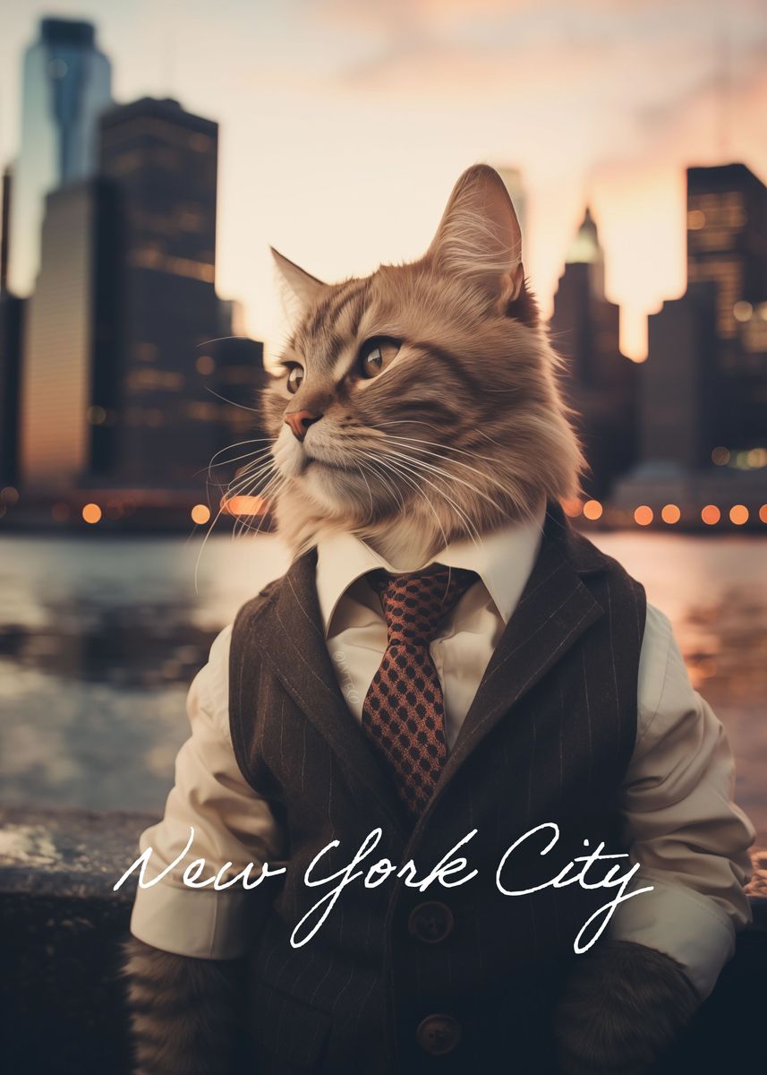'Successful New York Cat' Poster, picture, metal print, paint by LVTFCO ...