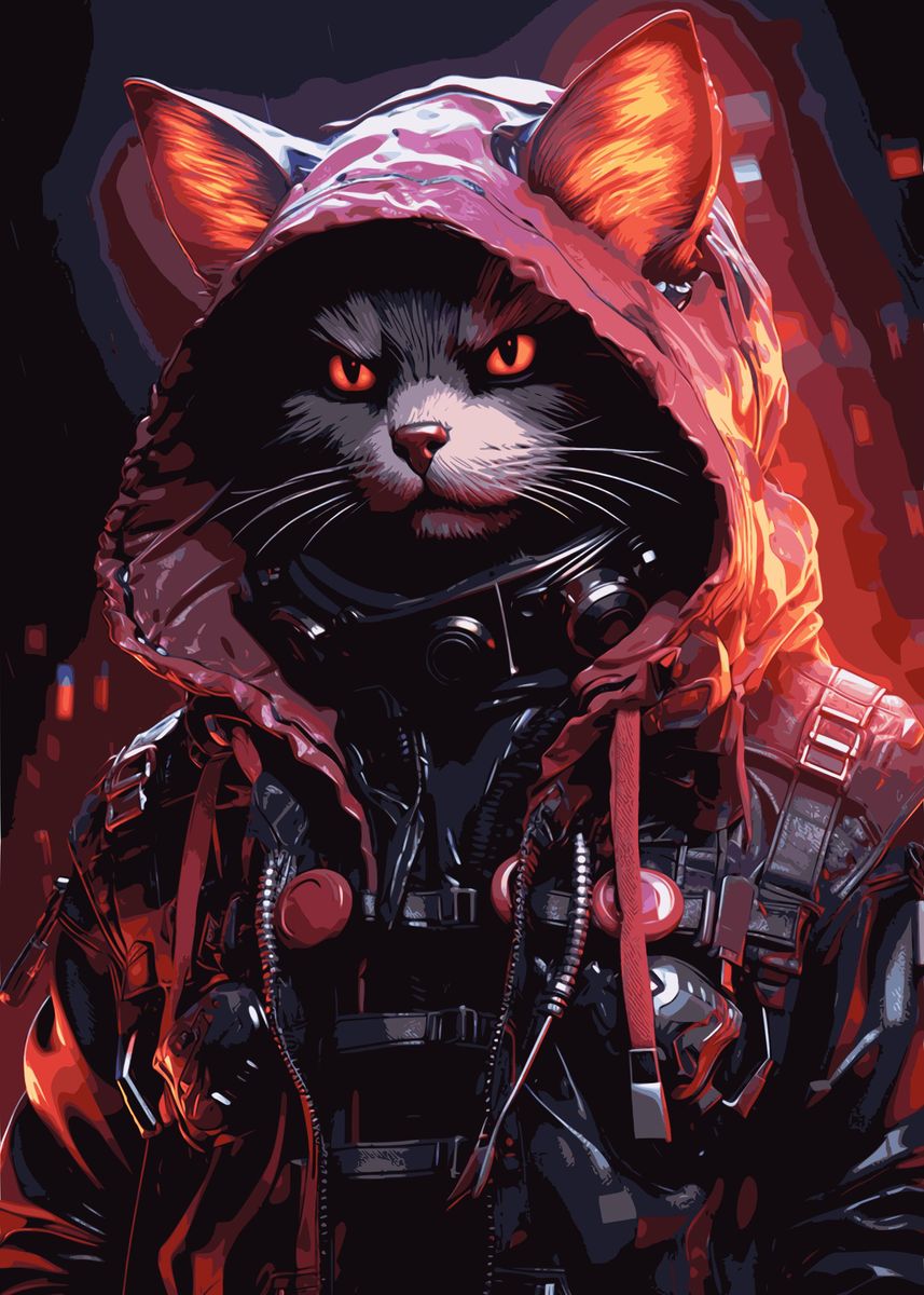 'Neon Neko' Poster, picture, metal print, paint by Psycho Imaging ...